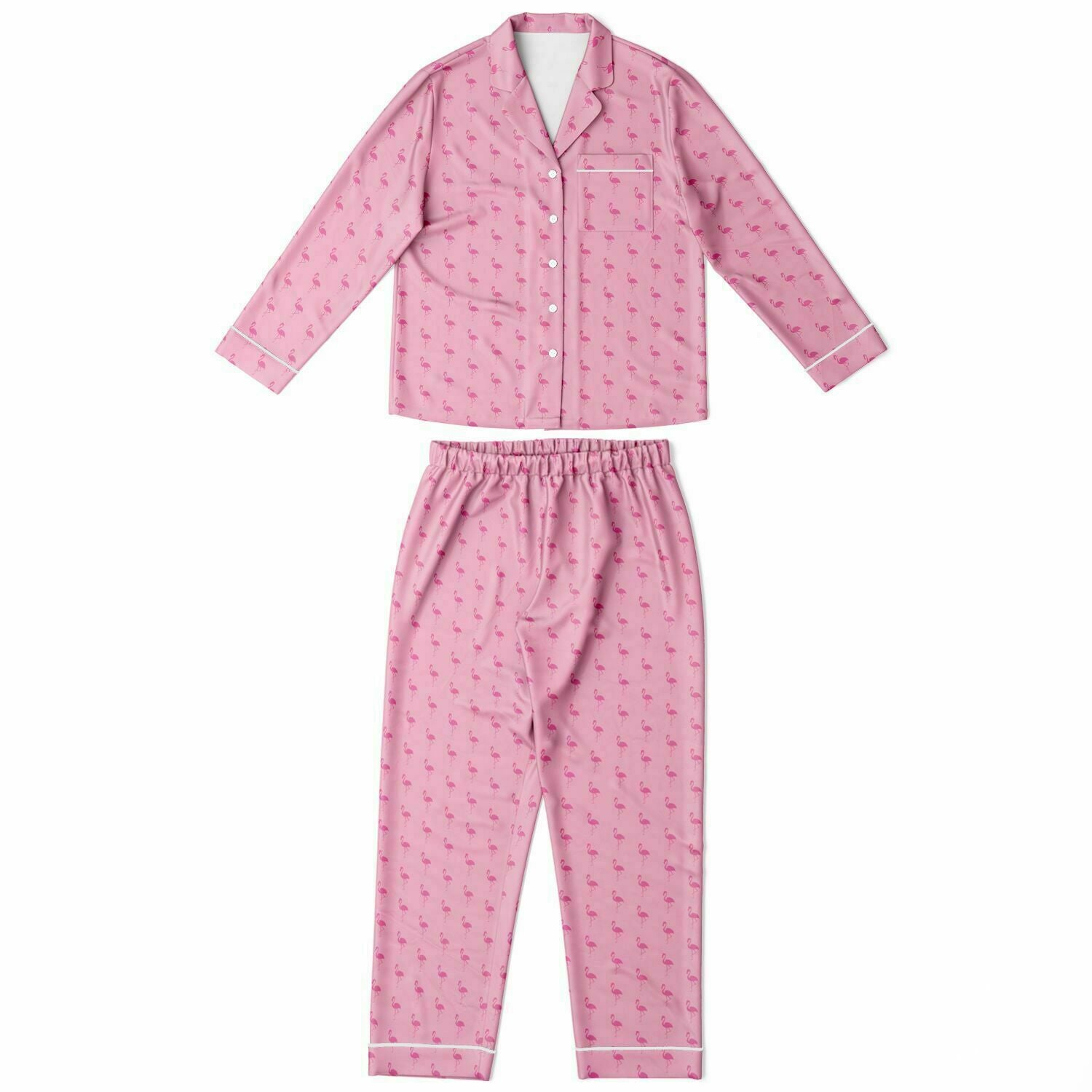 Simple Pink Flamingo Satin Pajamas | The Popular Flamingo